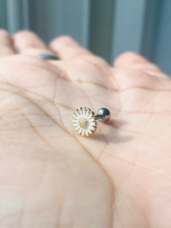 Gold Plated Wild Yellow Daisy Cartilage Tragus Earring | Etsy