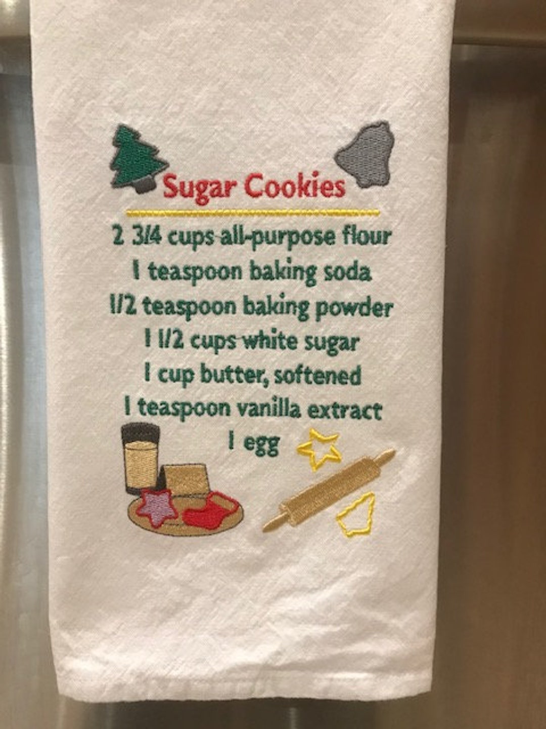 Embroidered Sugar Cookie Recipe Tea Towel – Holiday Kitchen Decor - Etsy