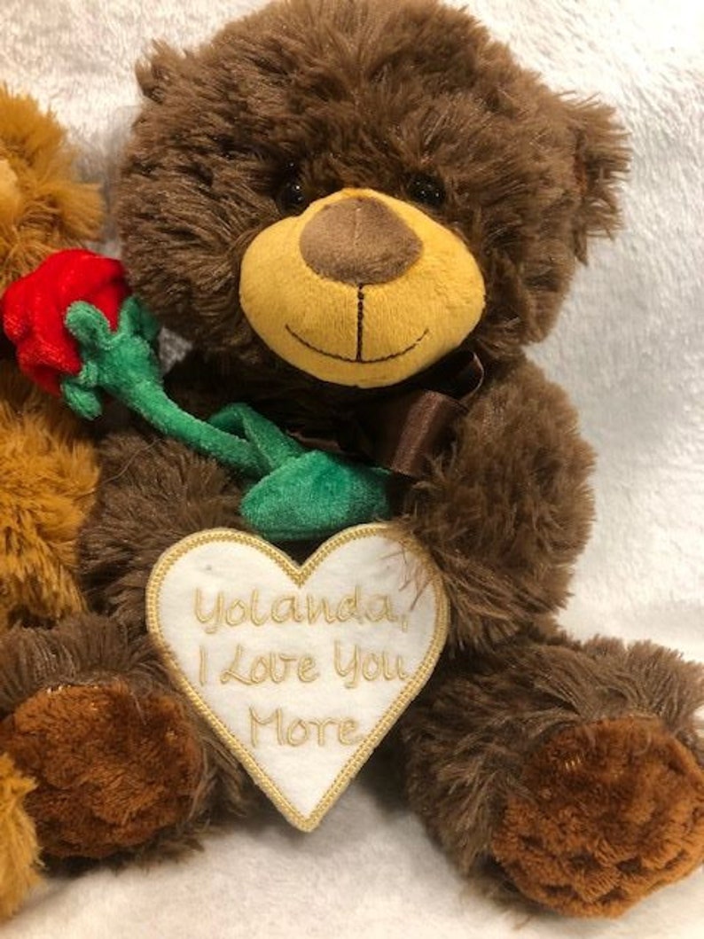 Embroidered Teddy Bear Valentine Plush, Personalized Gift - Etsy