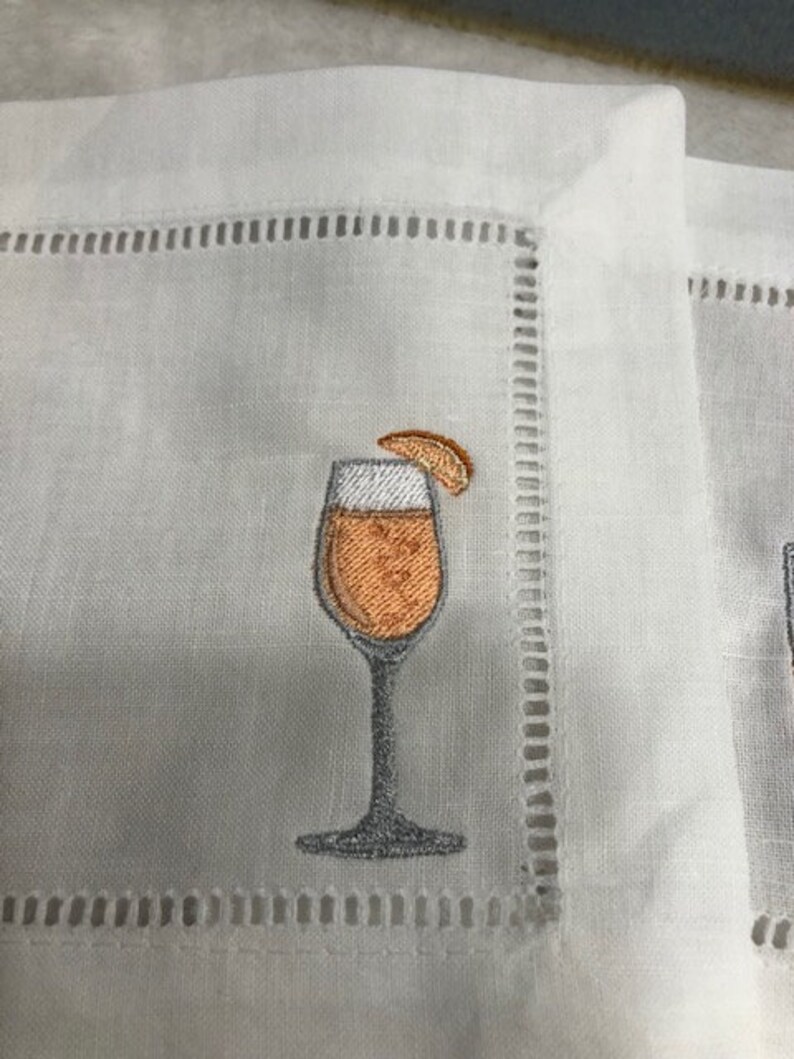 Alcohol Themed Embroidered Cocktail Napkins, Boozy Cocktail Napkins Set ...