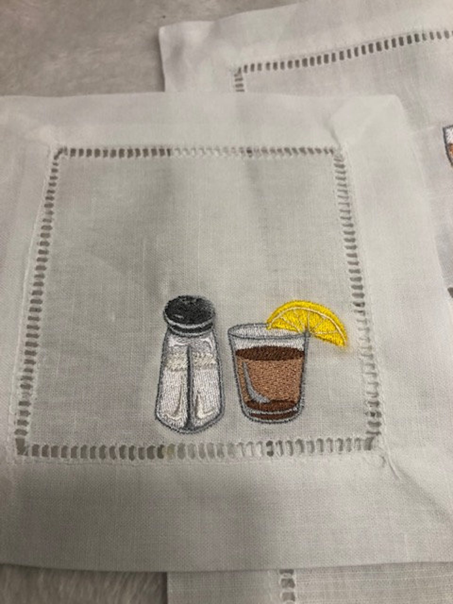 Alcohol Themed Embroidered Cocktail Napkins, Boozy Cocktail Napkins Set ...