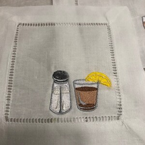 Alcohol Themed Embroidered Cocktail Napkins, Boozy Cocktail Napkins Set ...