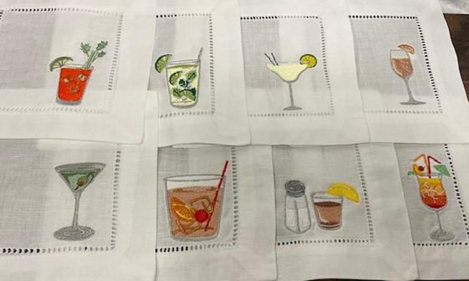Alcohol Themed Embroidered Cocktail Napkins, Boozy Cocktail Napkins Set ...