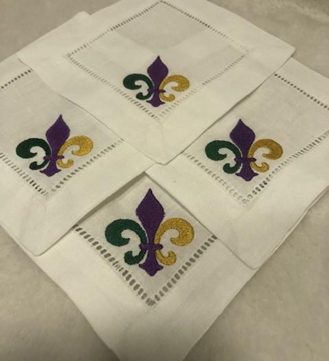 Mardi Gras Alcohol Themed Embroidered Cocktail Napkins, Boozy Cocktail ...