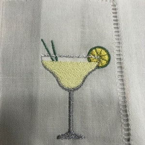 Alcohol Themed Embroidered Cocktail Napkins, Boozy Cocktail Napkins Set ...