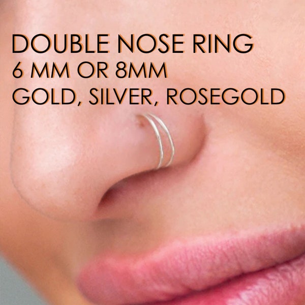 Double Nose Ring for Single Piercing - Etsy