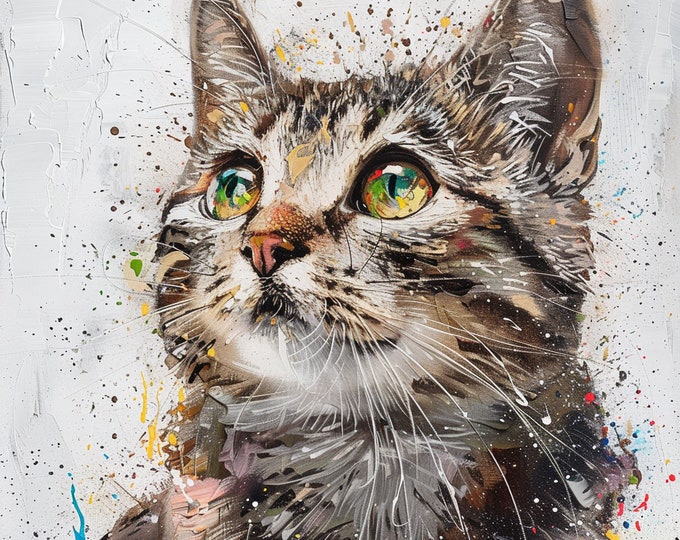 4 Styles of Cat Downloadable Art Work / Cat / PNG / Multicolours ...