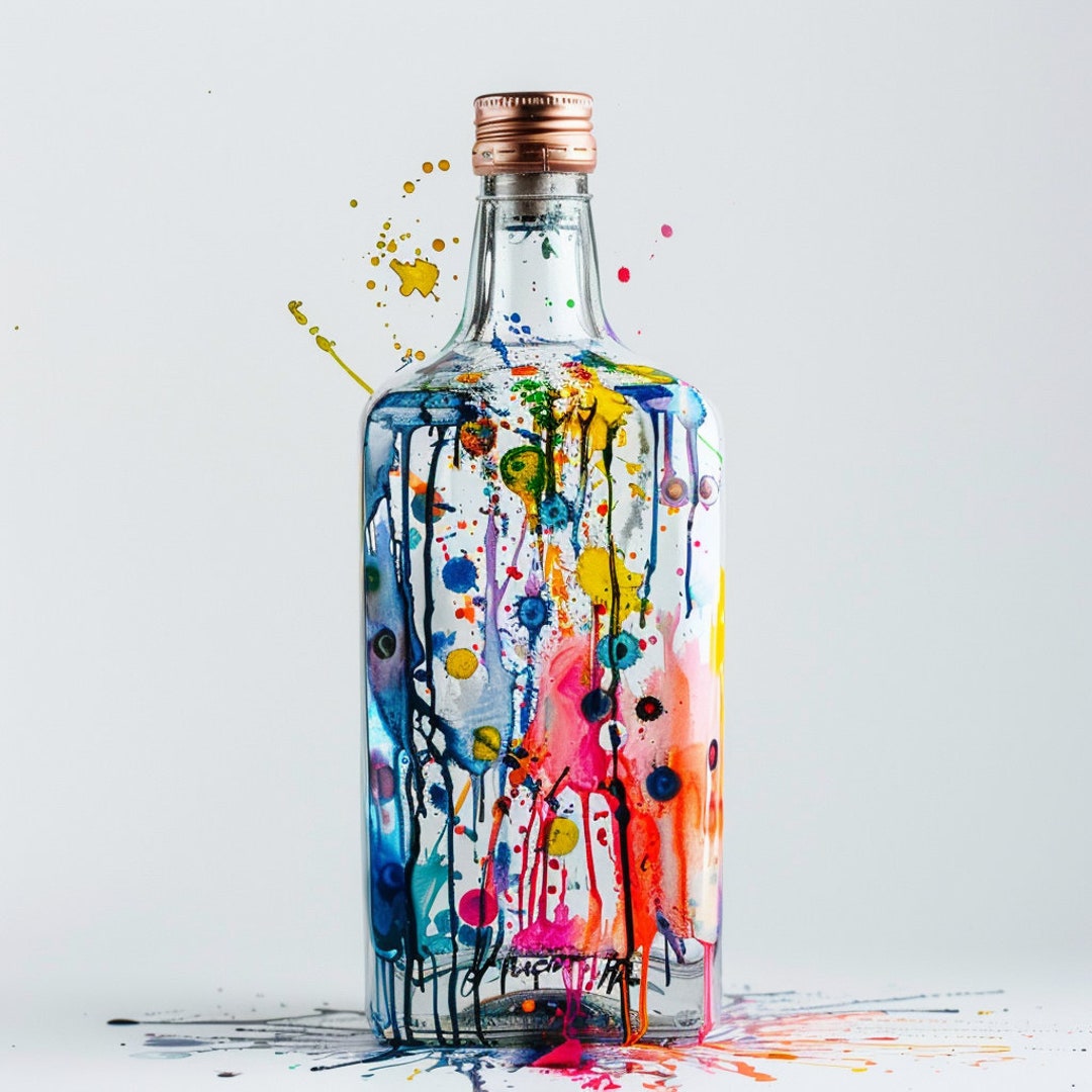 Gin Art Work Downloadable / PNG / Multicoloured / Bottle of Gin ...