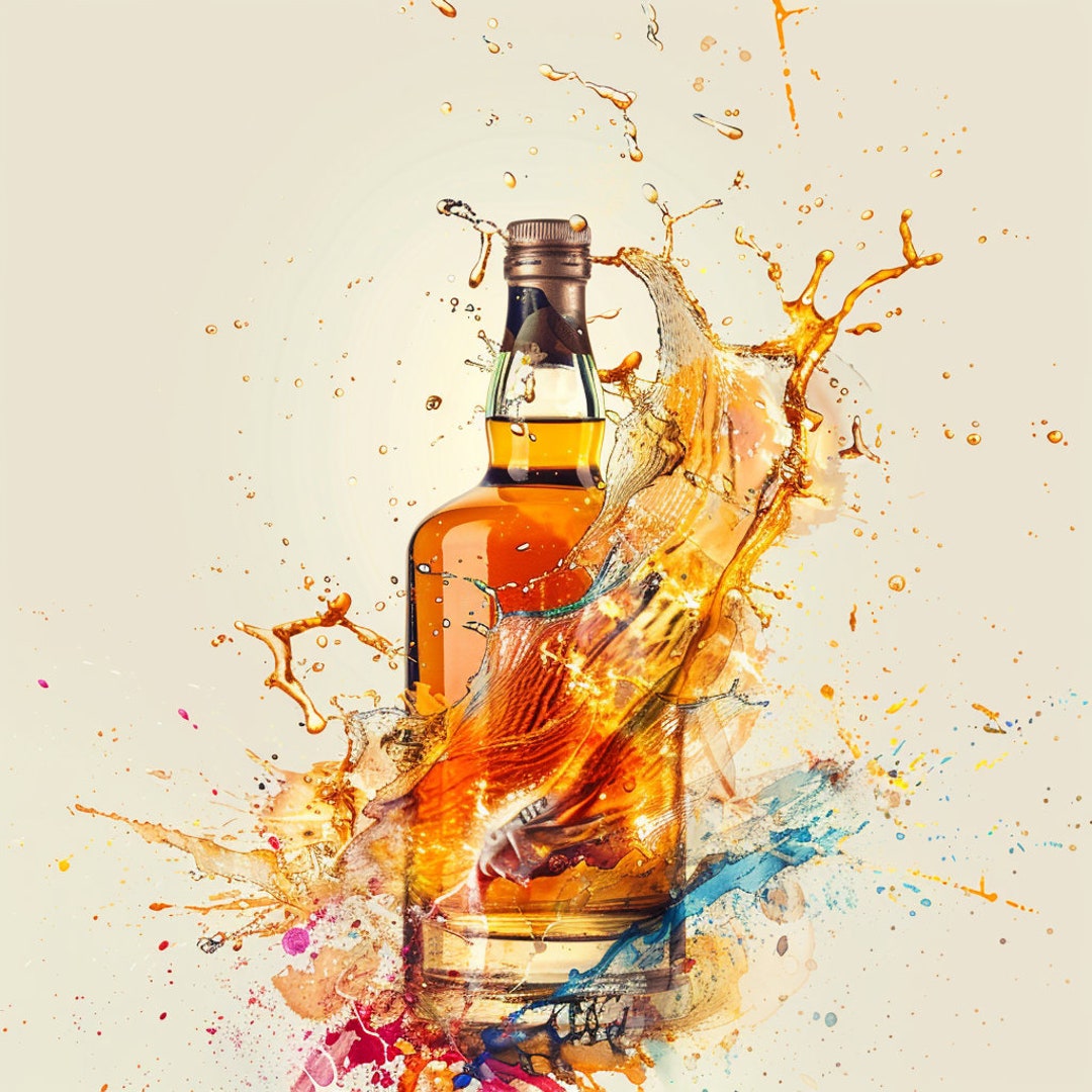 Whiskey Art Work Downloadable / PNG / Multicoloured / Bottle of Whiskey ...