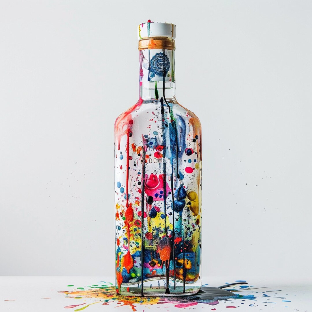 Gin Art Work Downloadable / PNG / Multicoloured / Bottle of Gin ...