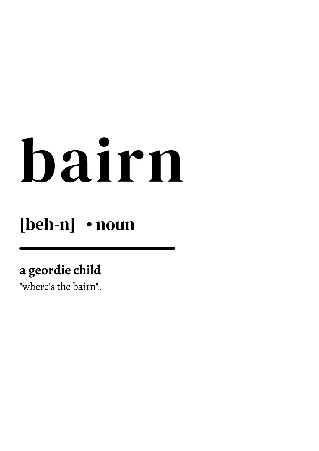 Bairn Definition / Geordie / Download /digital Download - Etsy