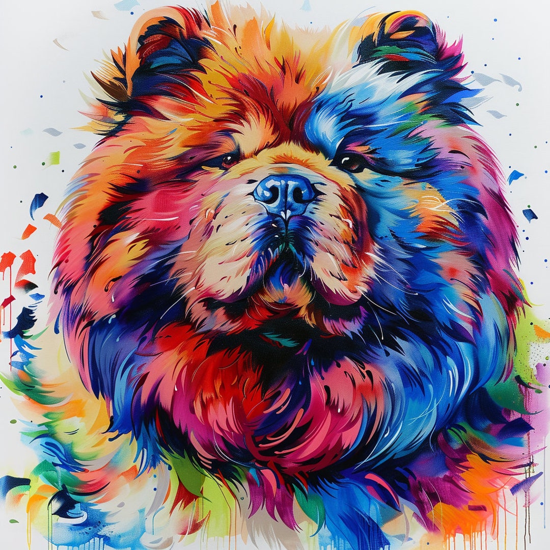 Colorful Chow Chow Art Print: Watercolor Dog Portrait (digital Download ...