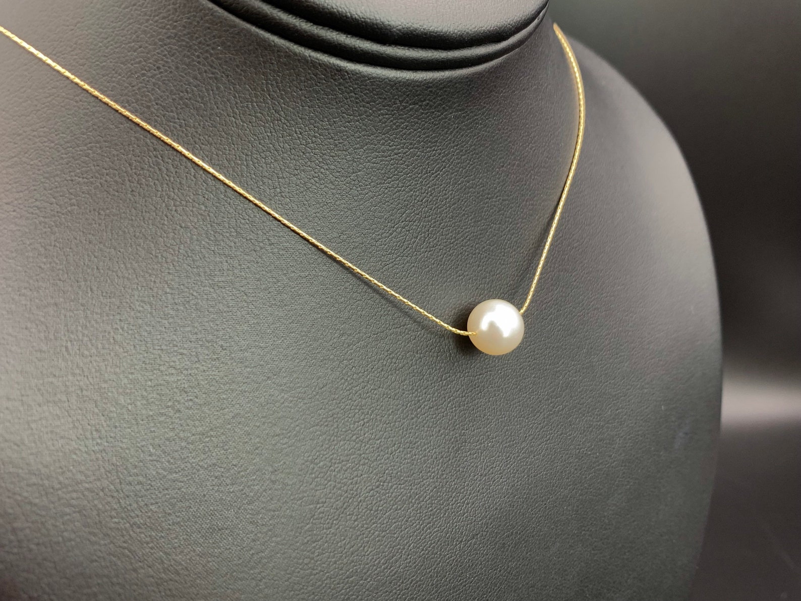 14K Gold Filled Floating Pearl Necklace: Creamy White Edison Pearl - Etsy