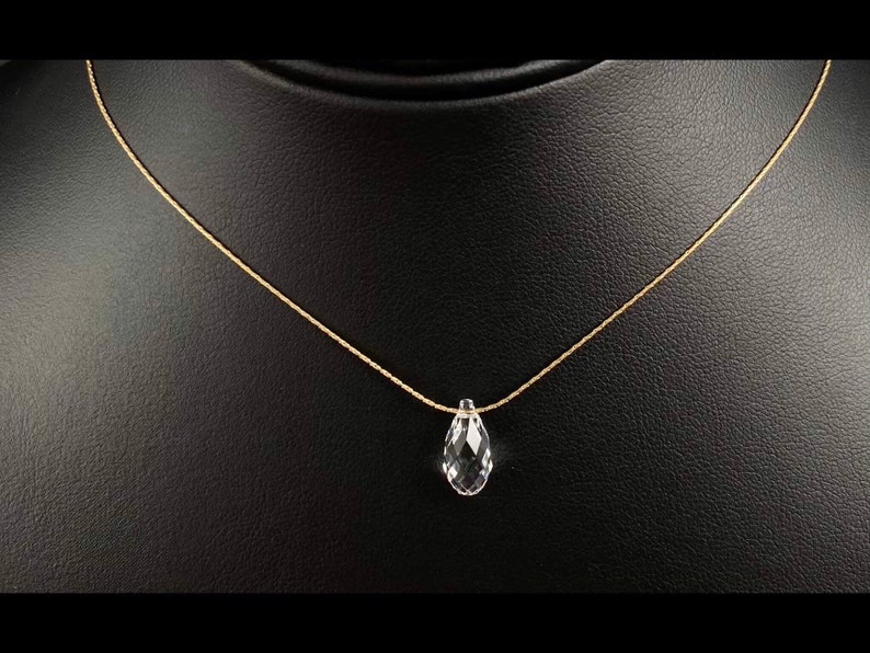 Floating Teardrop Crystal Necklace 14K Gold Filled Teardrop - Etsy