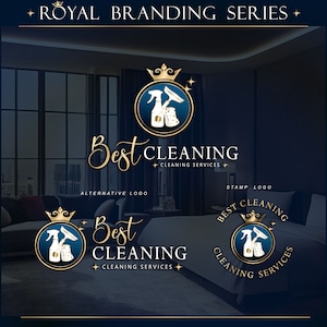 Cleaning Logo Design, Gold Crown Cleaning Logo Set, Cleaning Service ...