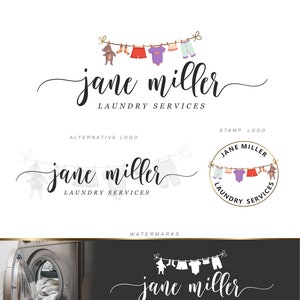 Laundry Logo Design, Cleaning Clothes Logo, Premade Logo Laundry Shop ...