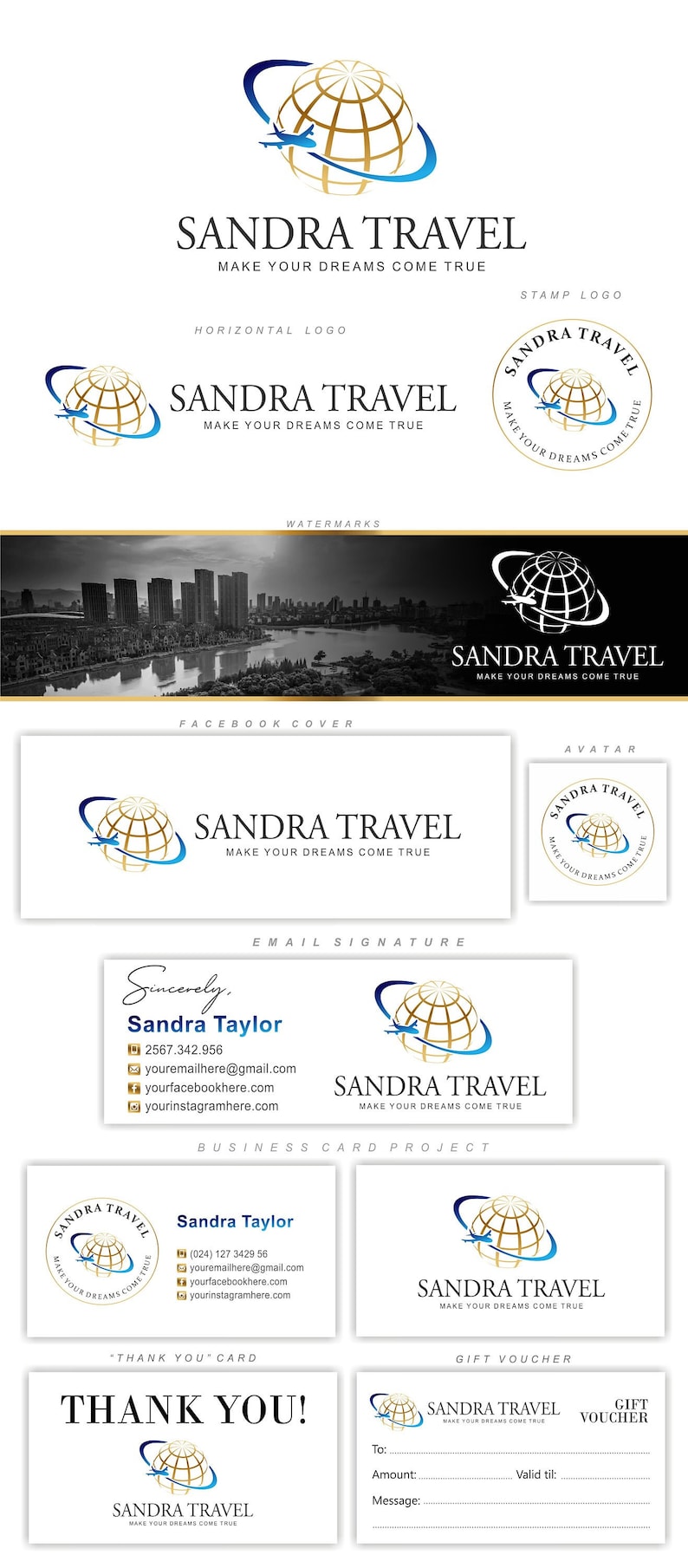 Travel Logo, Adventure Branding Kit, World Map Trip Design, Travel ...