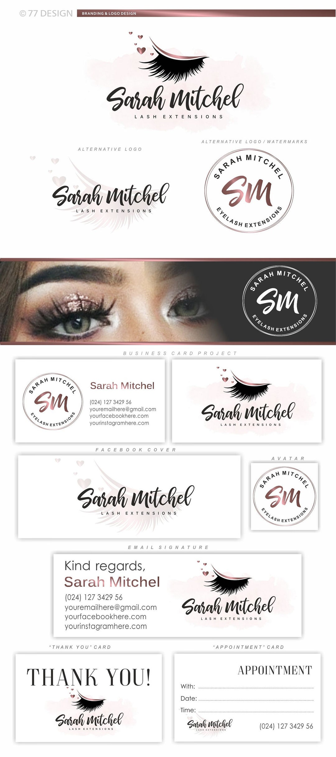 Eyelash Logo, Lash Logo Design, Eyelash Branding Kit, Beauty Logo ...