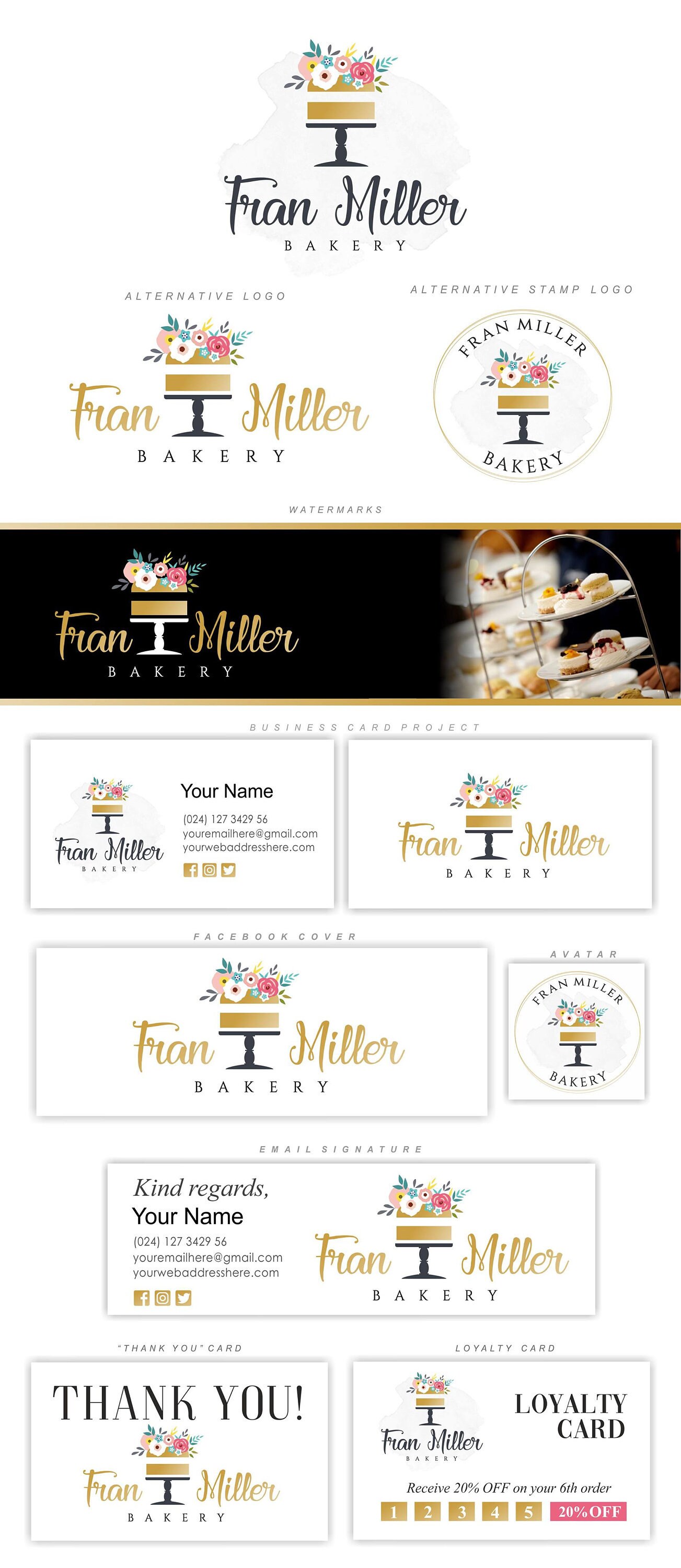 Cake Logo Bakery Logo Design Flower Logo Design Branding | Etsy