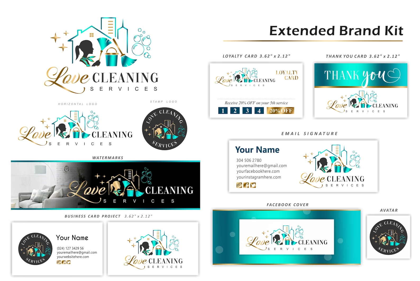 Premade Cleaning Service Logo Design, Branding Kit 571 - Etsy