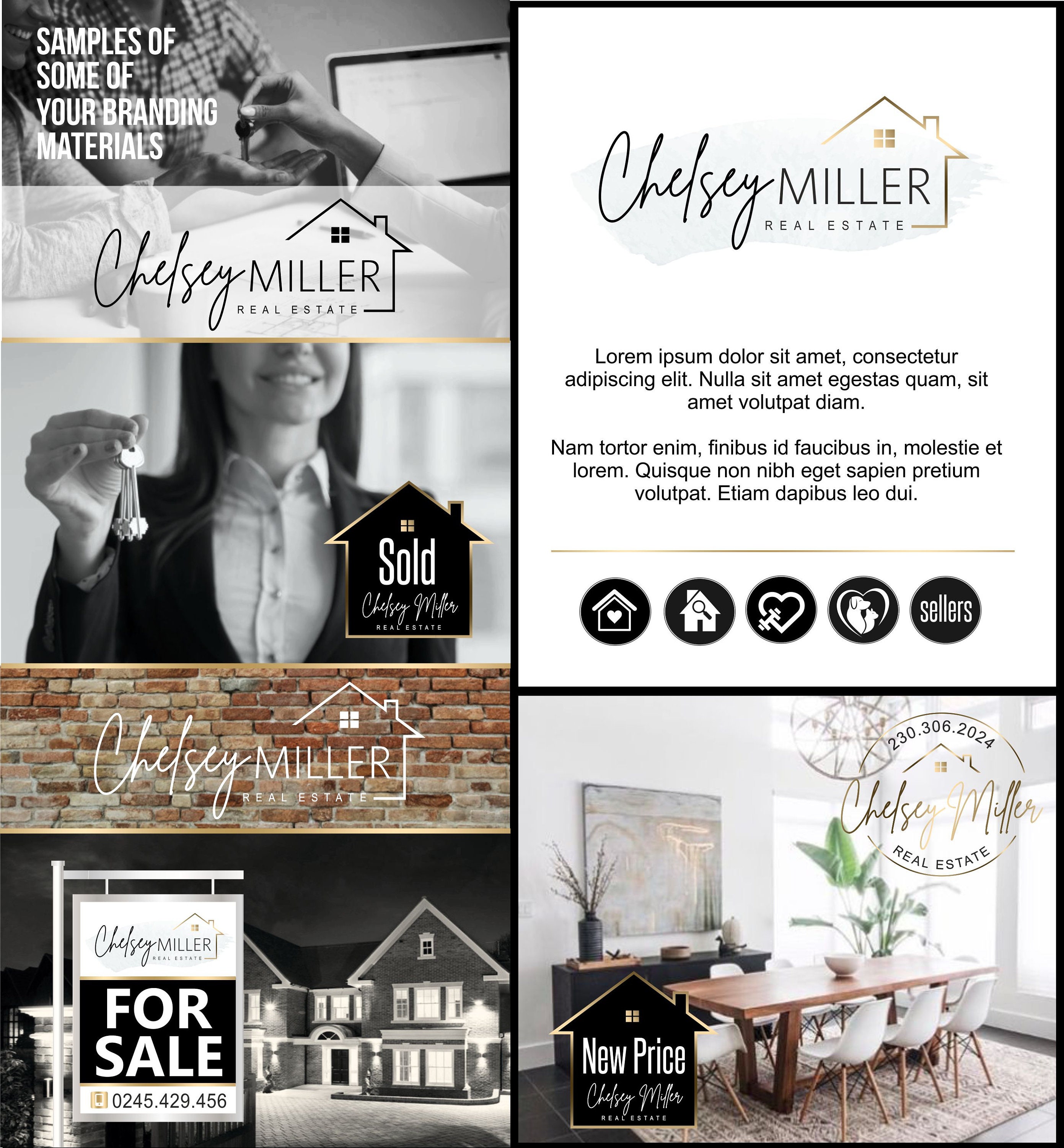 Real Estate Logo Design Realtor Logo Branding Bundle for - Etsy