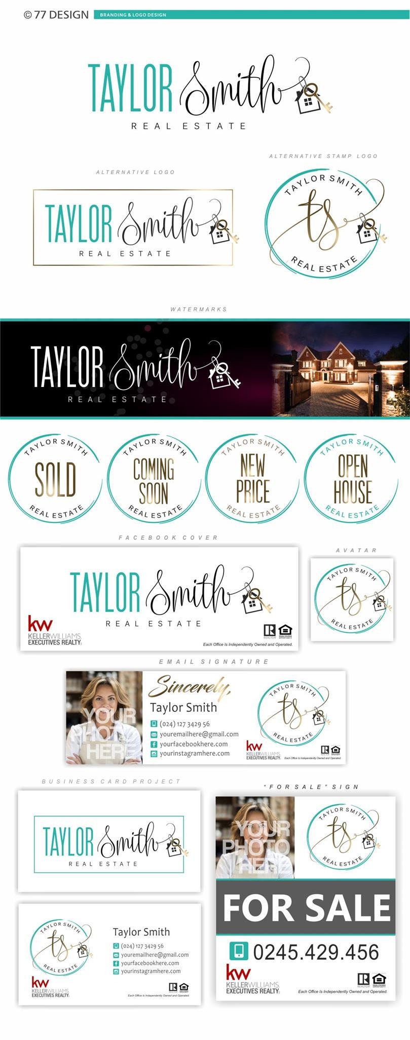 Realtor Logo, Real Estate Logo, Mint Green Branding Kit, Real Estate ...