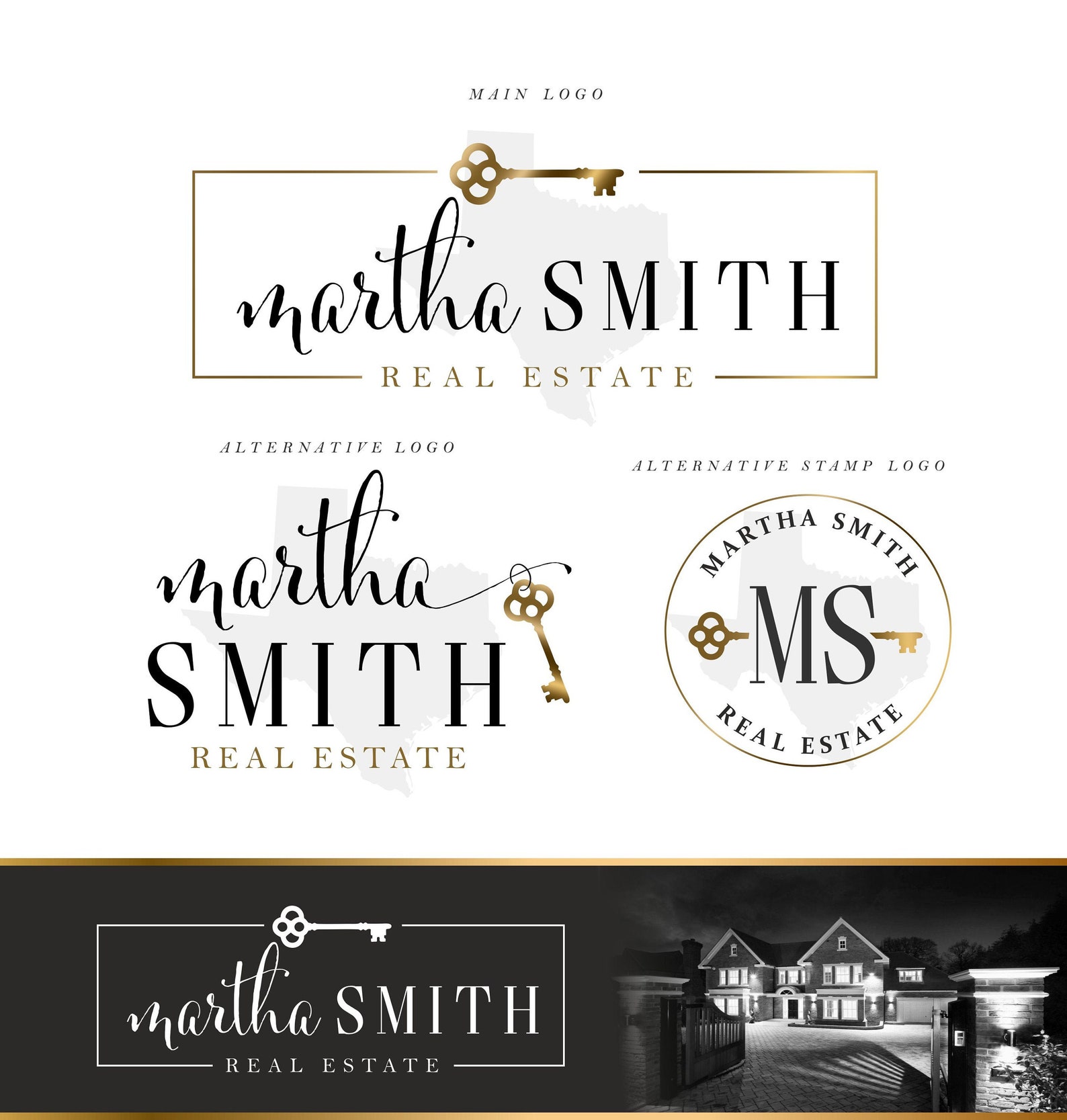Realtor Logo, Key Logo Design, Real Estate Branding Kit, Realty Key ...