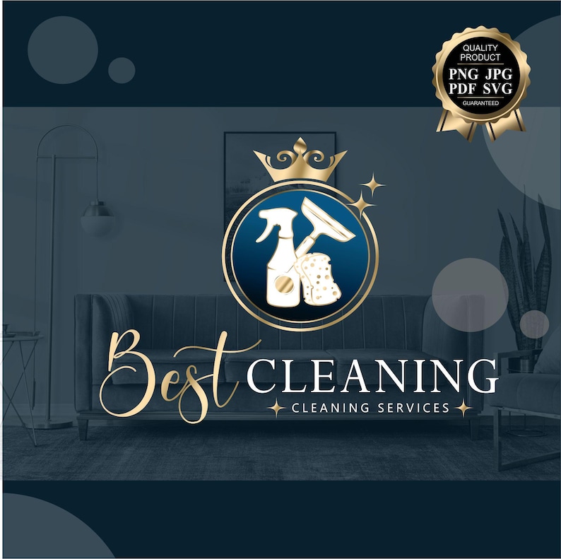 Cleaning Logo Design, Gold Crown Cleaning Logo Set, Cleaning Service ...