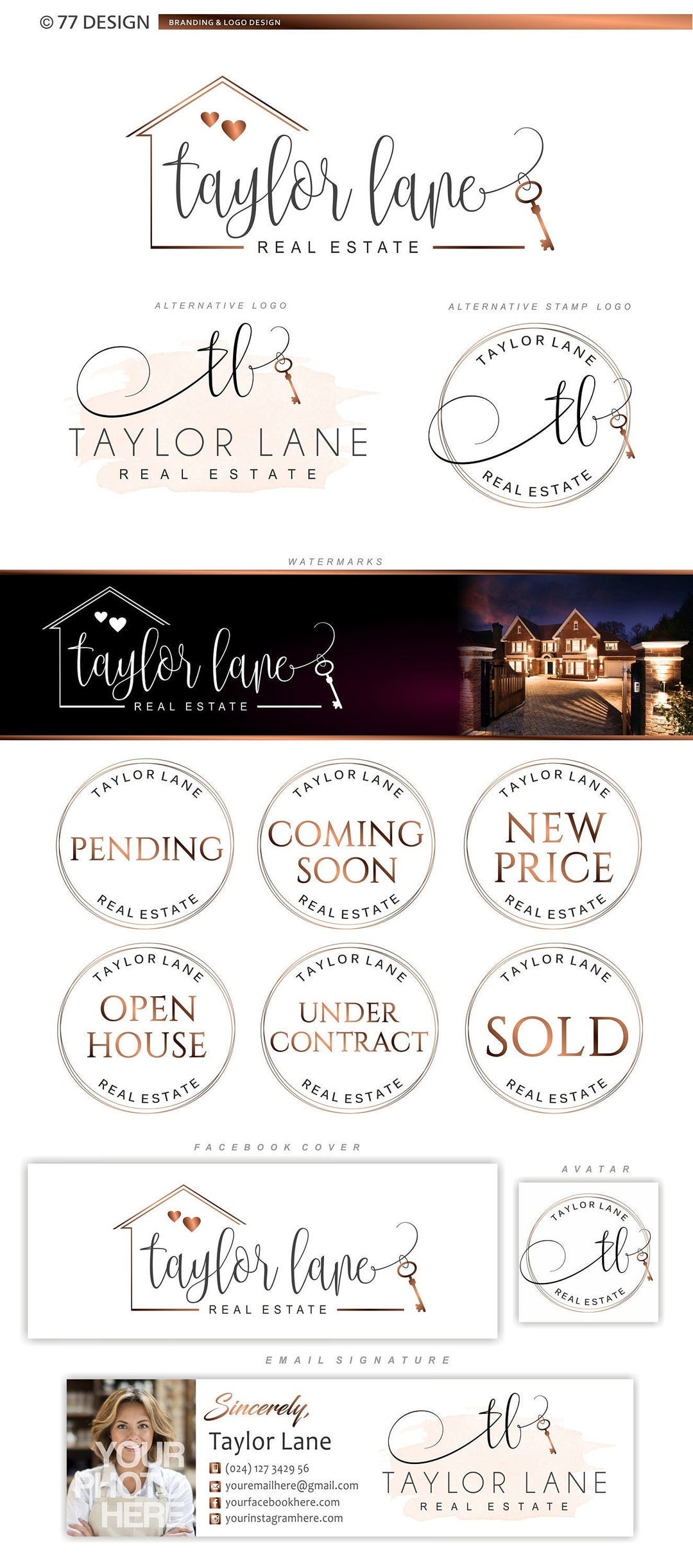 Real Estate Logo Design, Branding Kit, Realtor Marketing - Etsy