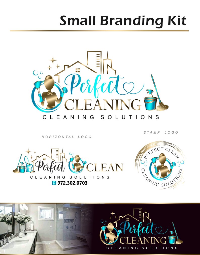 Premade Cleaning Service Logo, Business Branding Kit 548 - Etsy