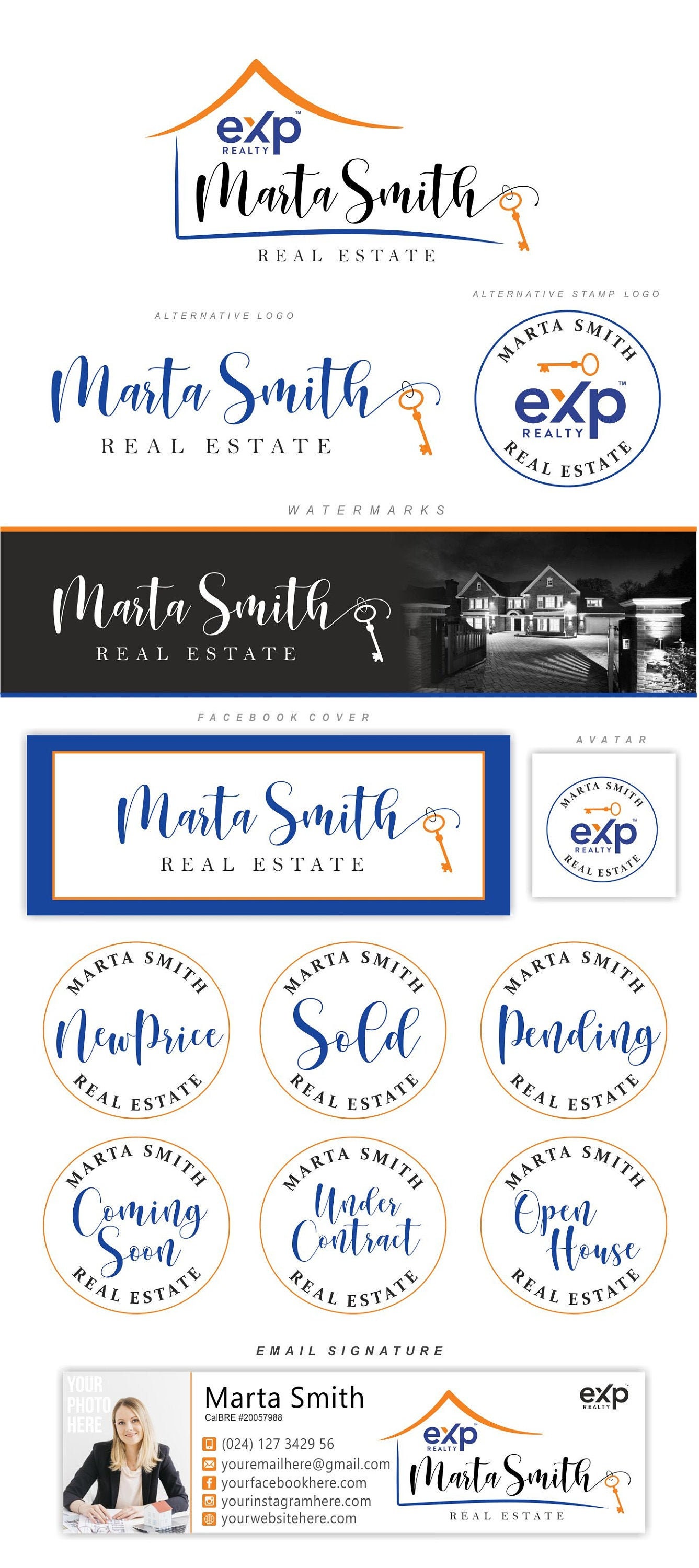 Real Estate Logo Design EXP Broker Logo Branding Kit - Etsy