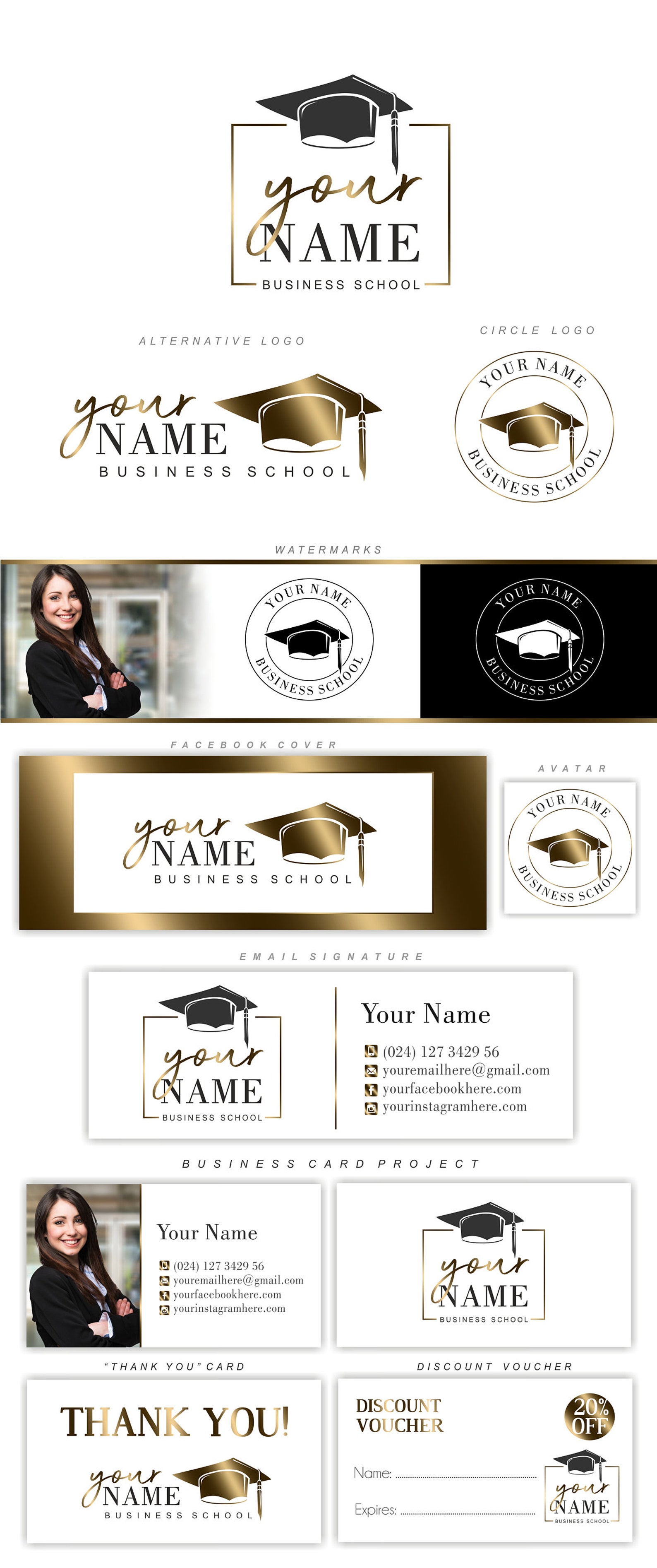 Business School Logo, Academy Logo, Teacher Training Logo, Graduation ...
