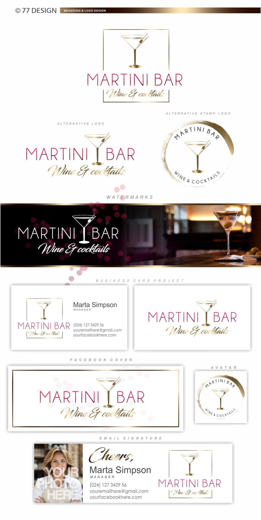 Cocktail Logo Design, Bar Branding, Drinks Logo, Alcohol Logo, Night ...