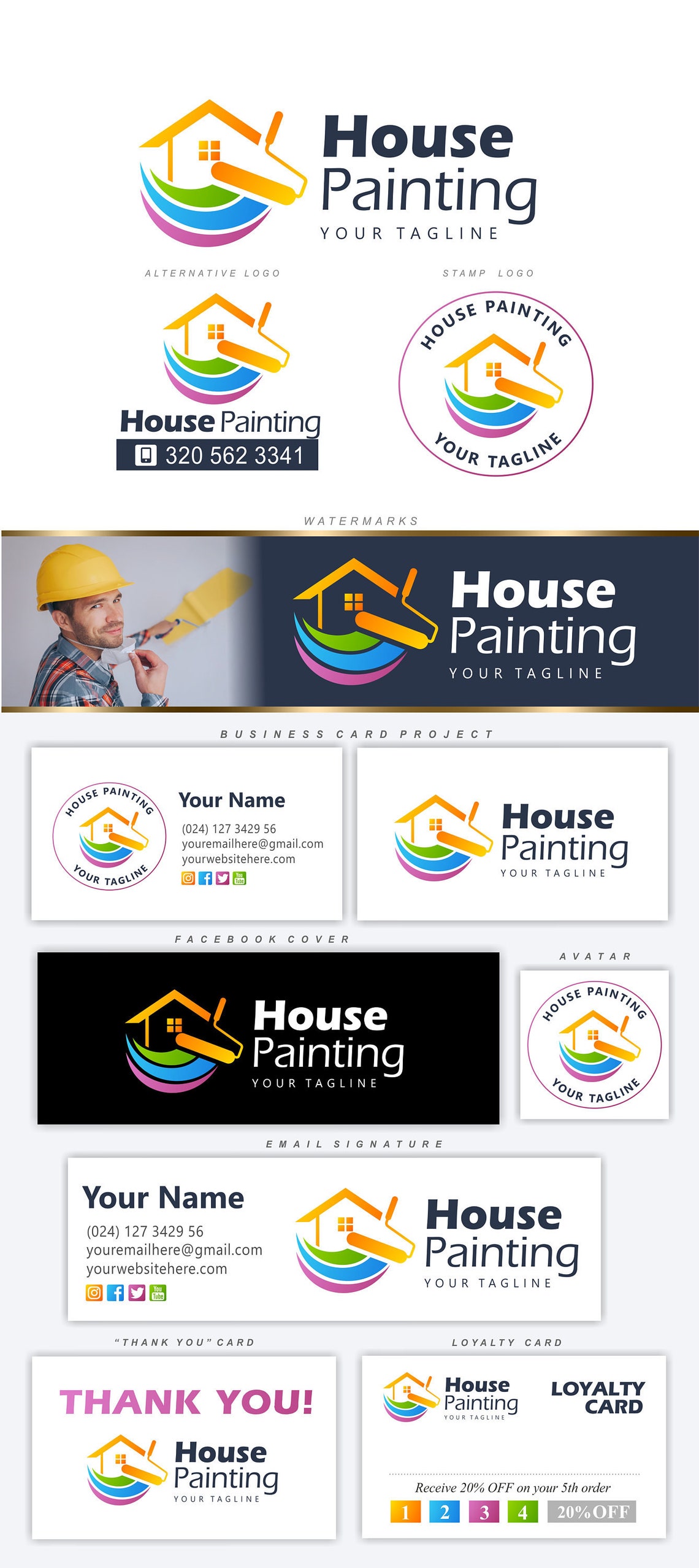 Home Decorator Logo, House Painter Logo, Colorful Logo, House Painter ...