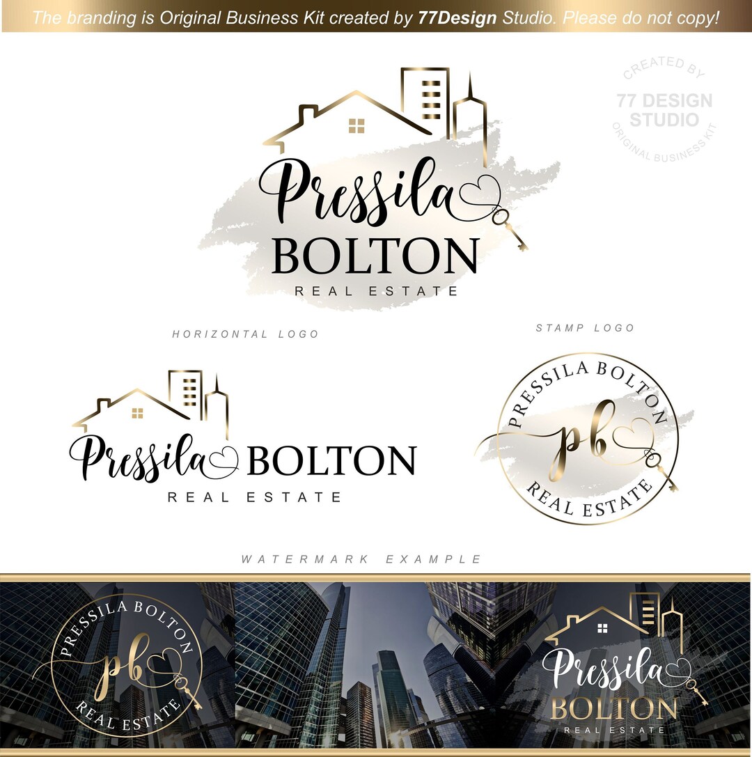 Real Estate Logo Design, Branding Kit, Realtor Logo, Gold Realty ...