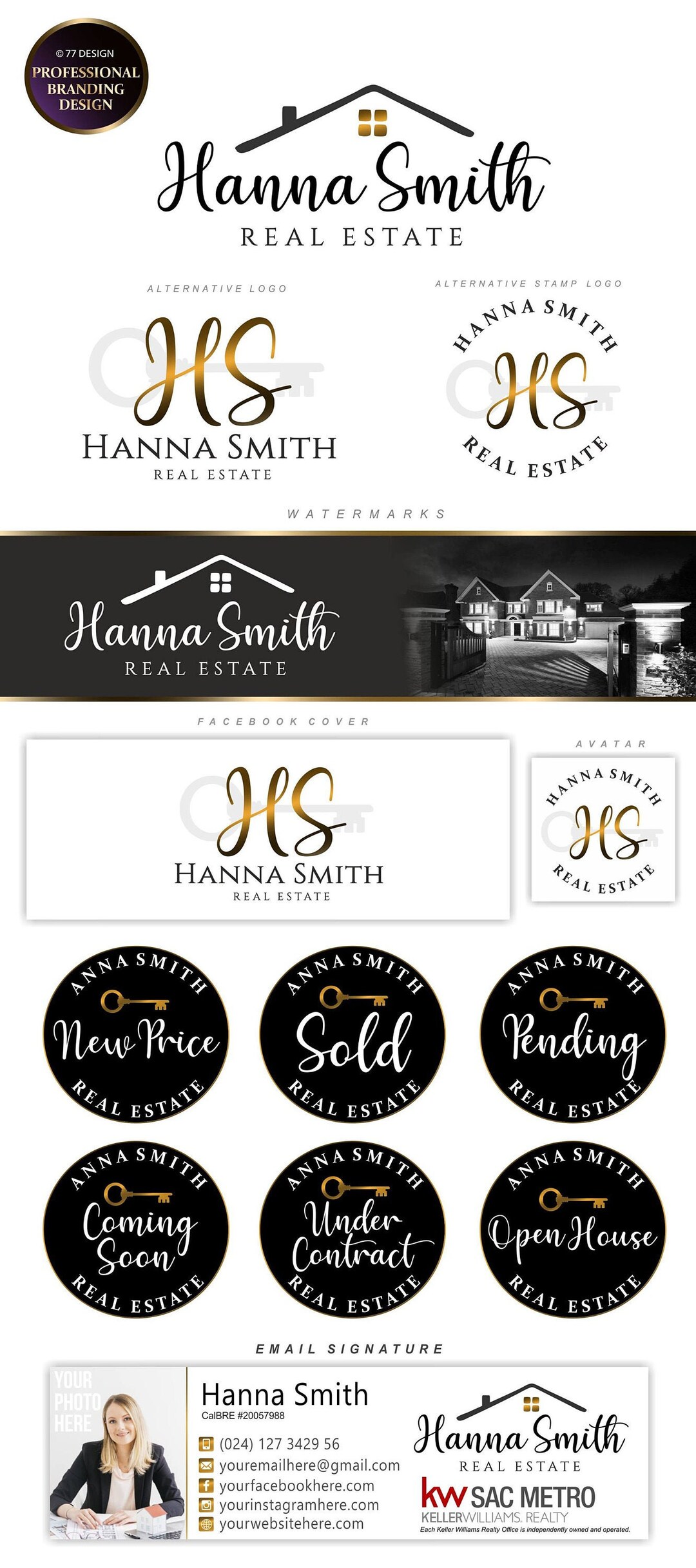 Real Estate Logo Design, Branding Kit, Realtor Logo, Real Estate Agent ...