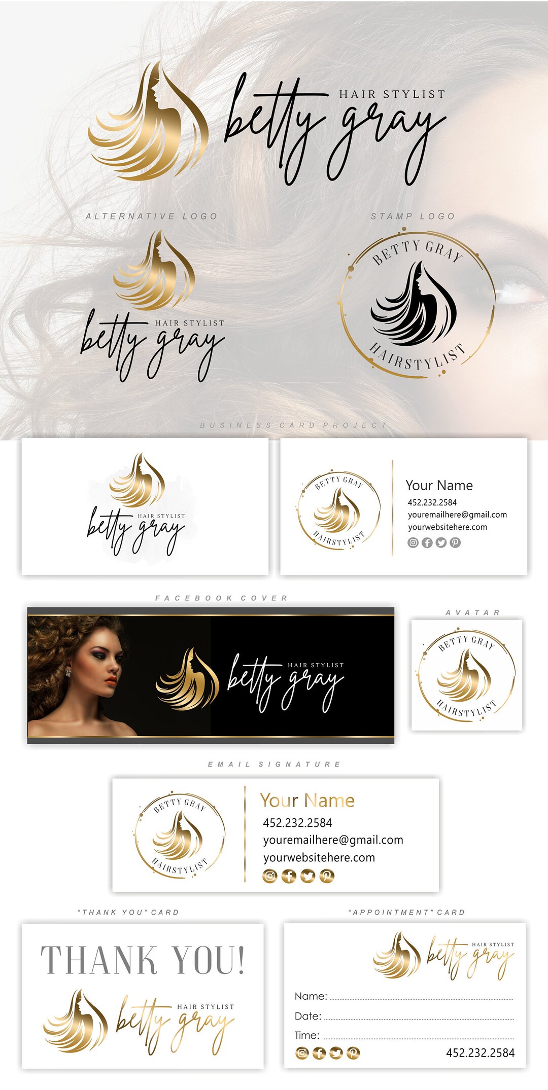 Hair Extensions Logo, Hair Stylist Logo, Hair Salon Logo, Haircut ...