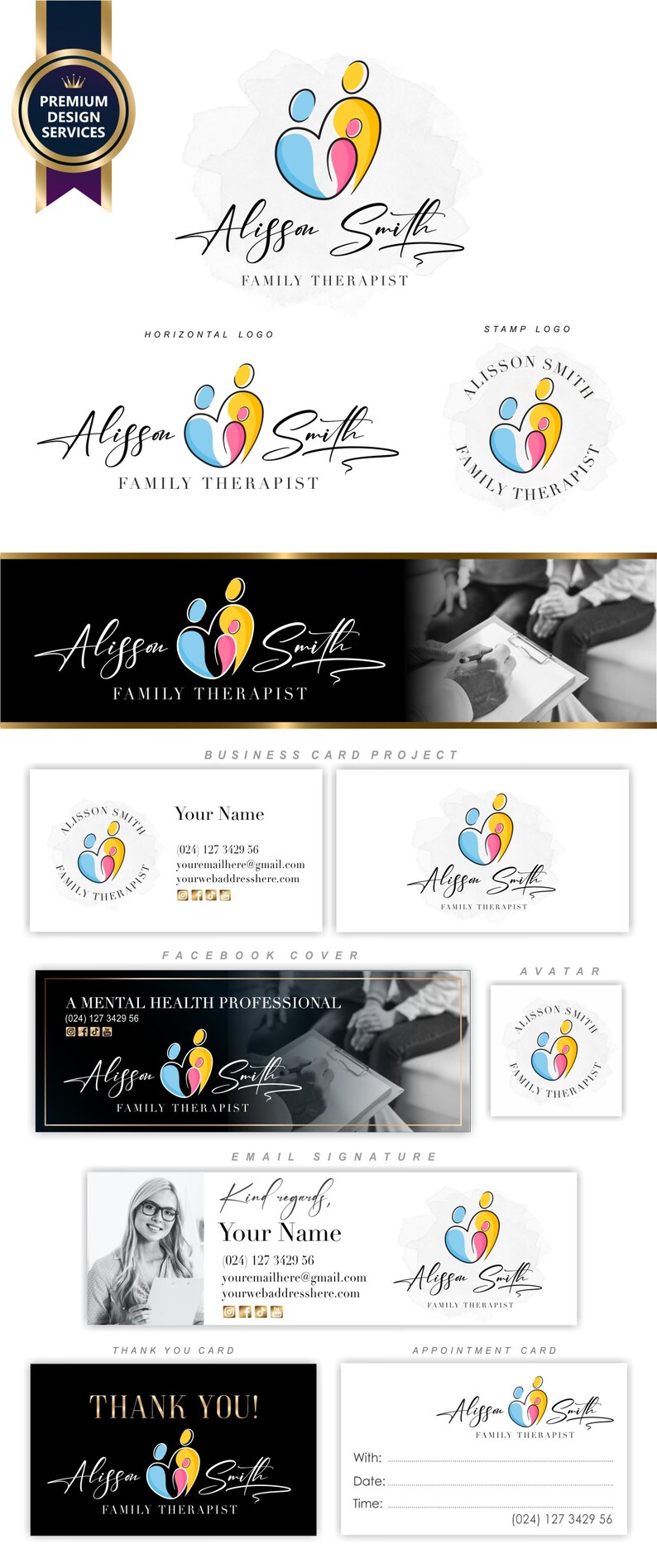 Premade Family Therapist Logo, Mental Health Branding Kit 576 - Etsy