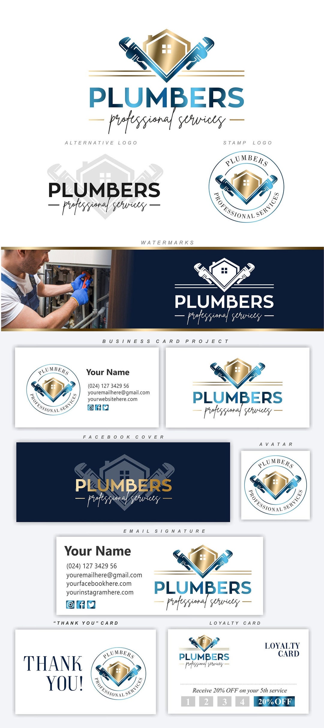 Plumber Logo Design Custom, Home Repair Service, Premade Logo, Pipe ...