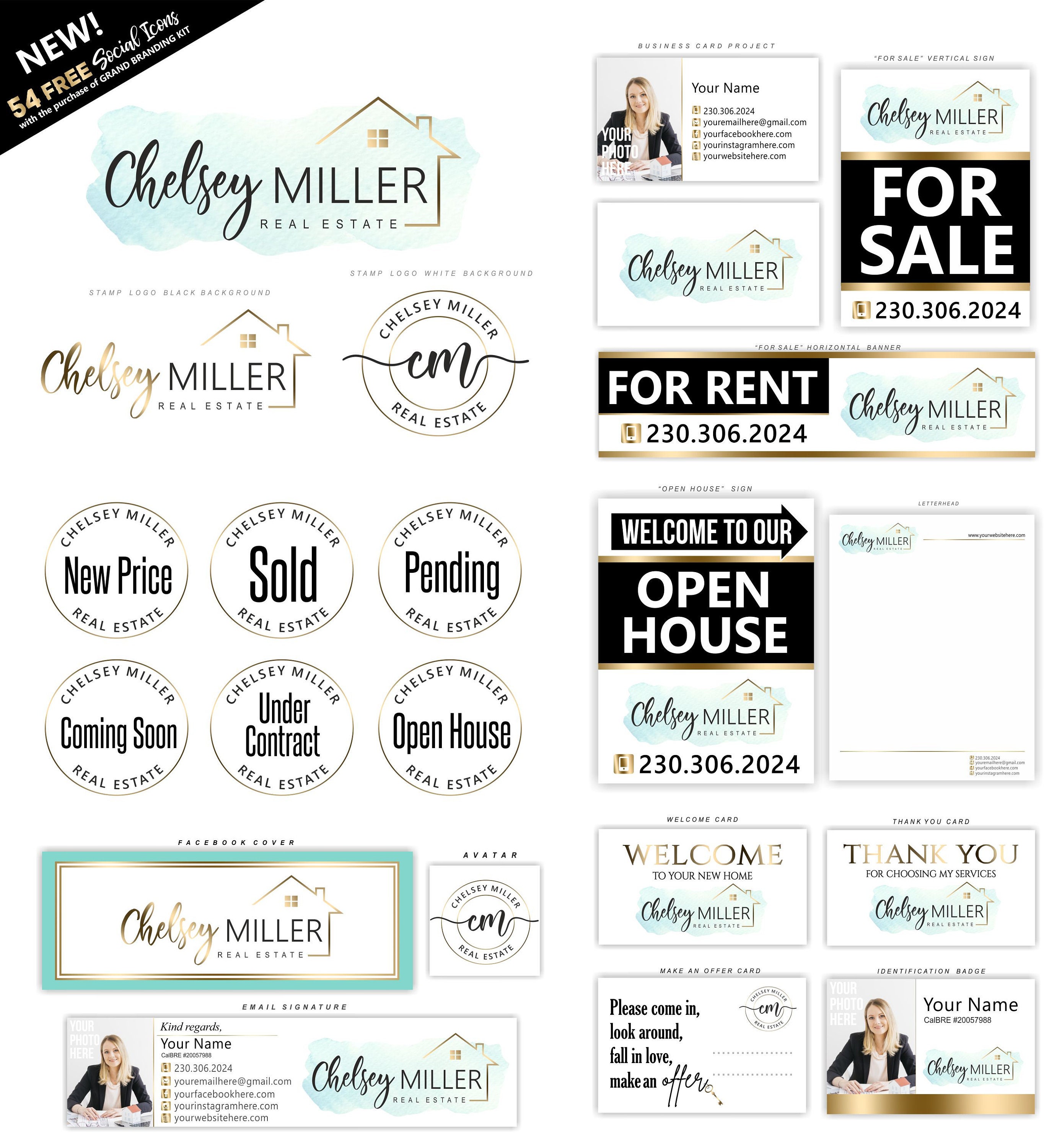 Real Estate Logo Design Realtor logo Branding Bundle for | Etsy