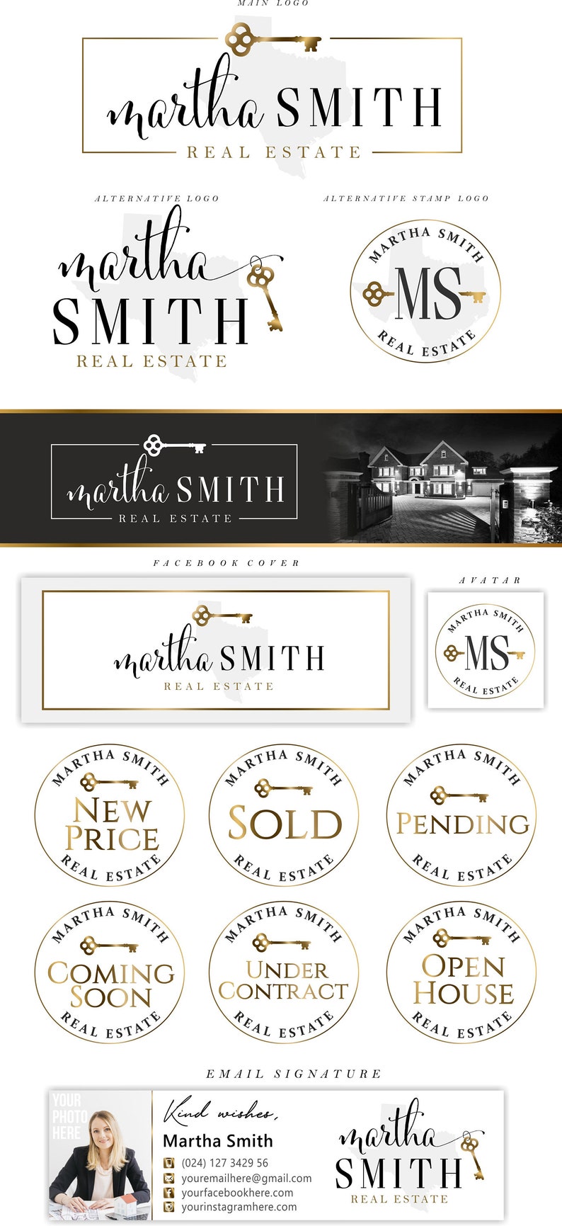 Realtor Logo Key Logo Design Real Estate Branding Kit - Etsy