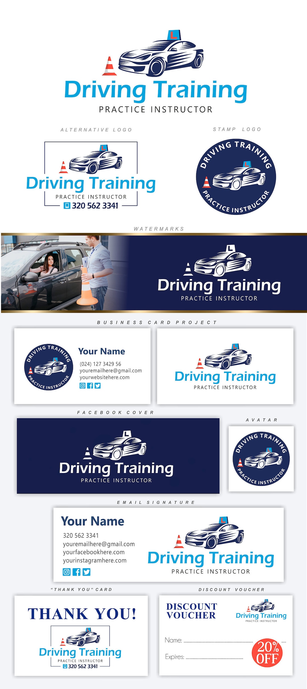 Driving Instructor Logo, Driving School Logo Set, School of Driving ...