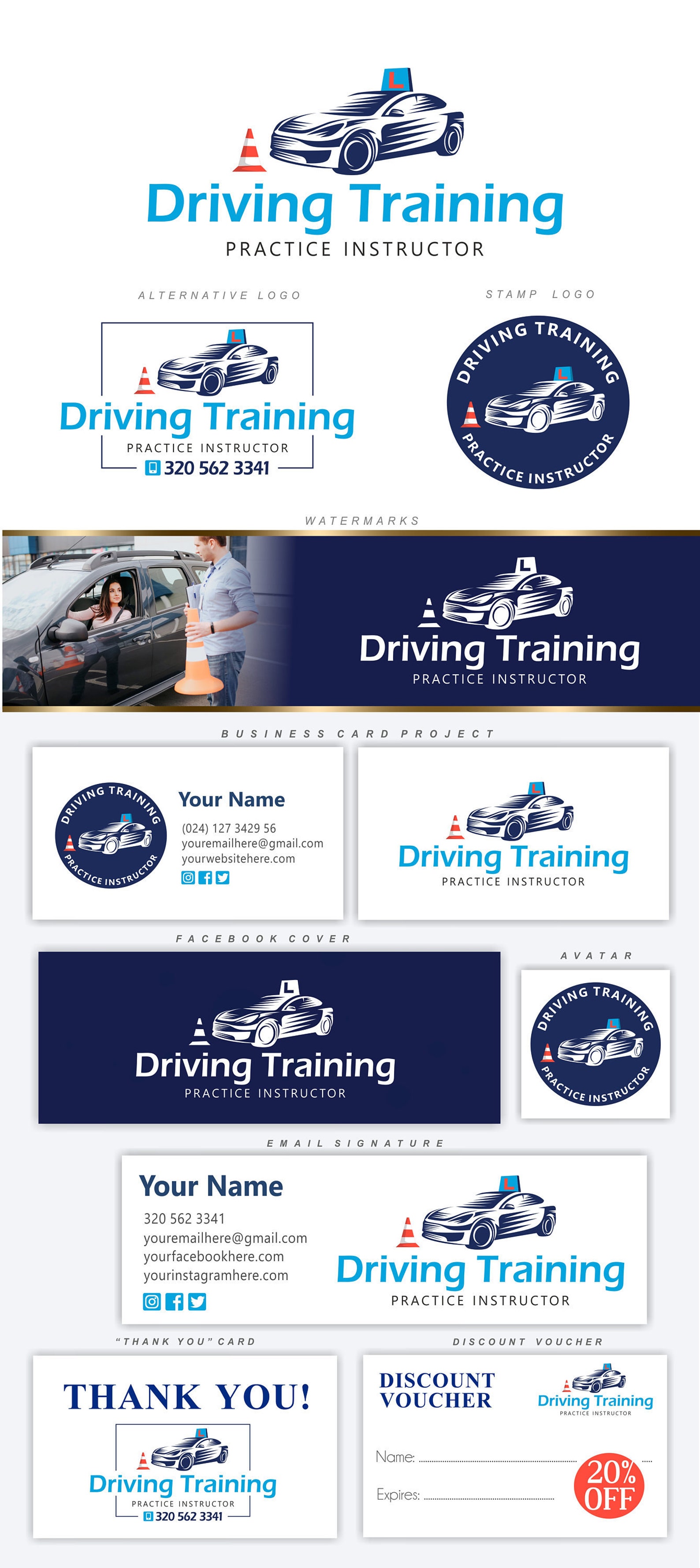 Driving Instructor Logo, Driving School Logo Set, School of Driving ...