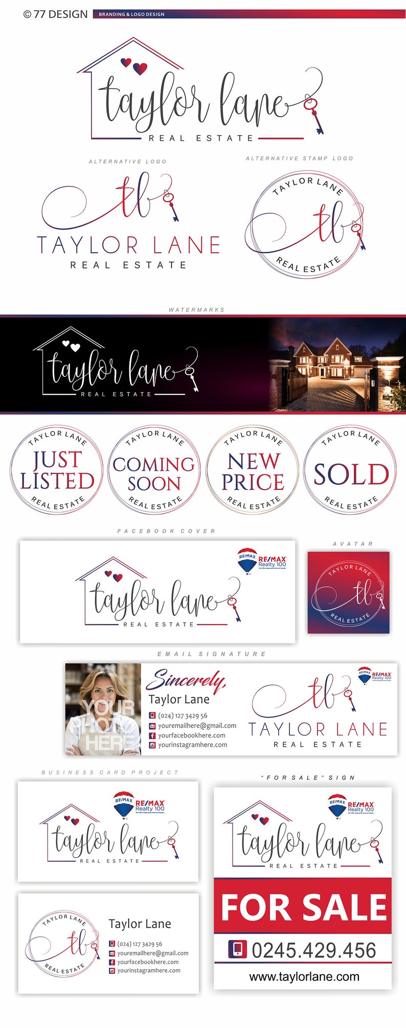 Real Estate Logo Design Branding Kit Realty Logo Real | Etsy