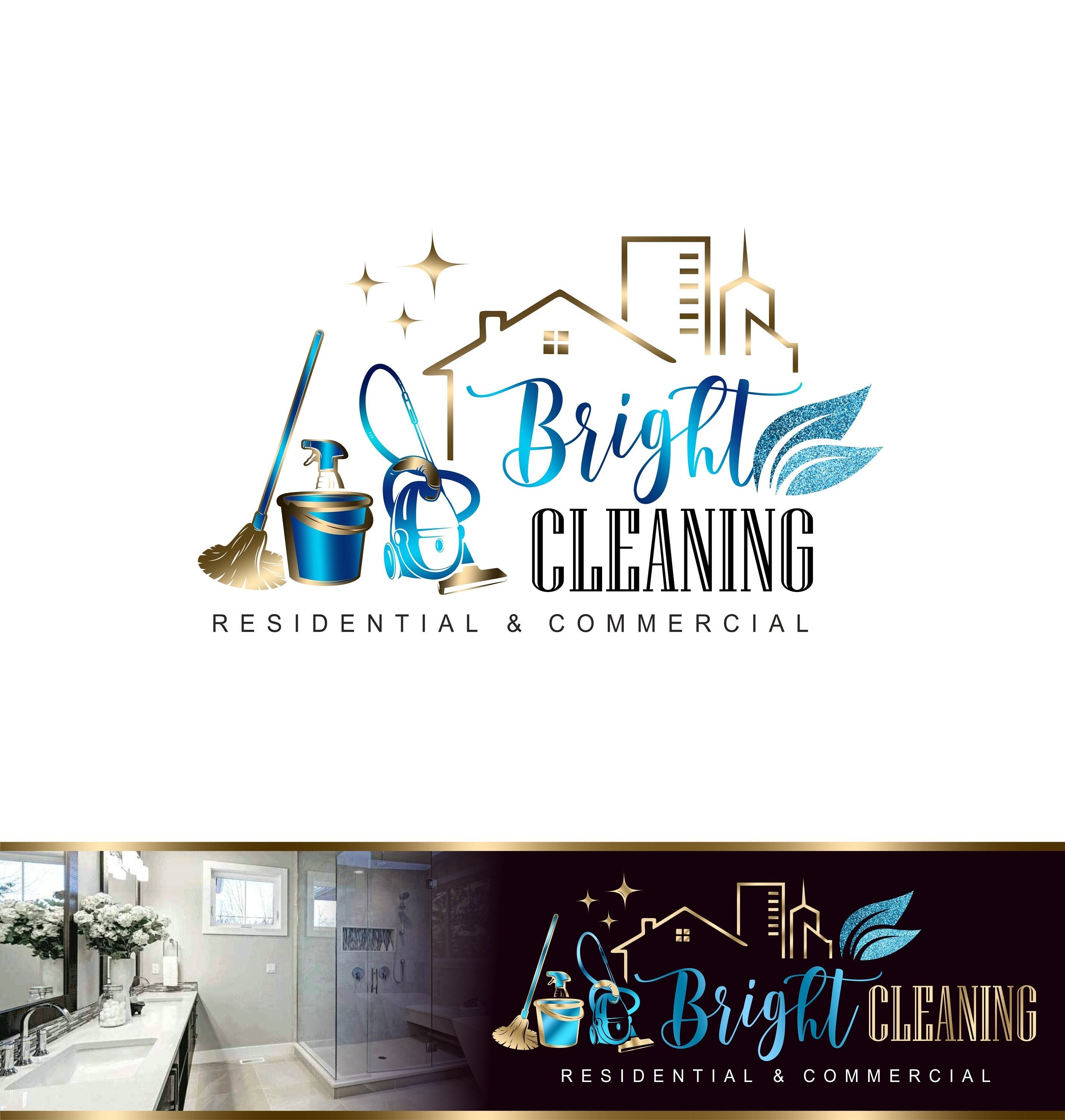 Commercial Cleaning Logos Cleaning Service Logo, Blue Gold Cleanung