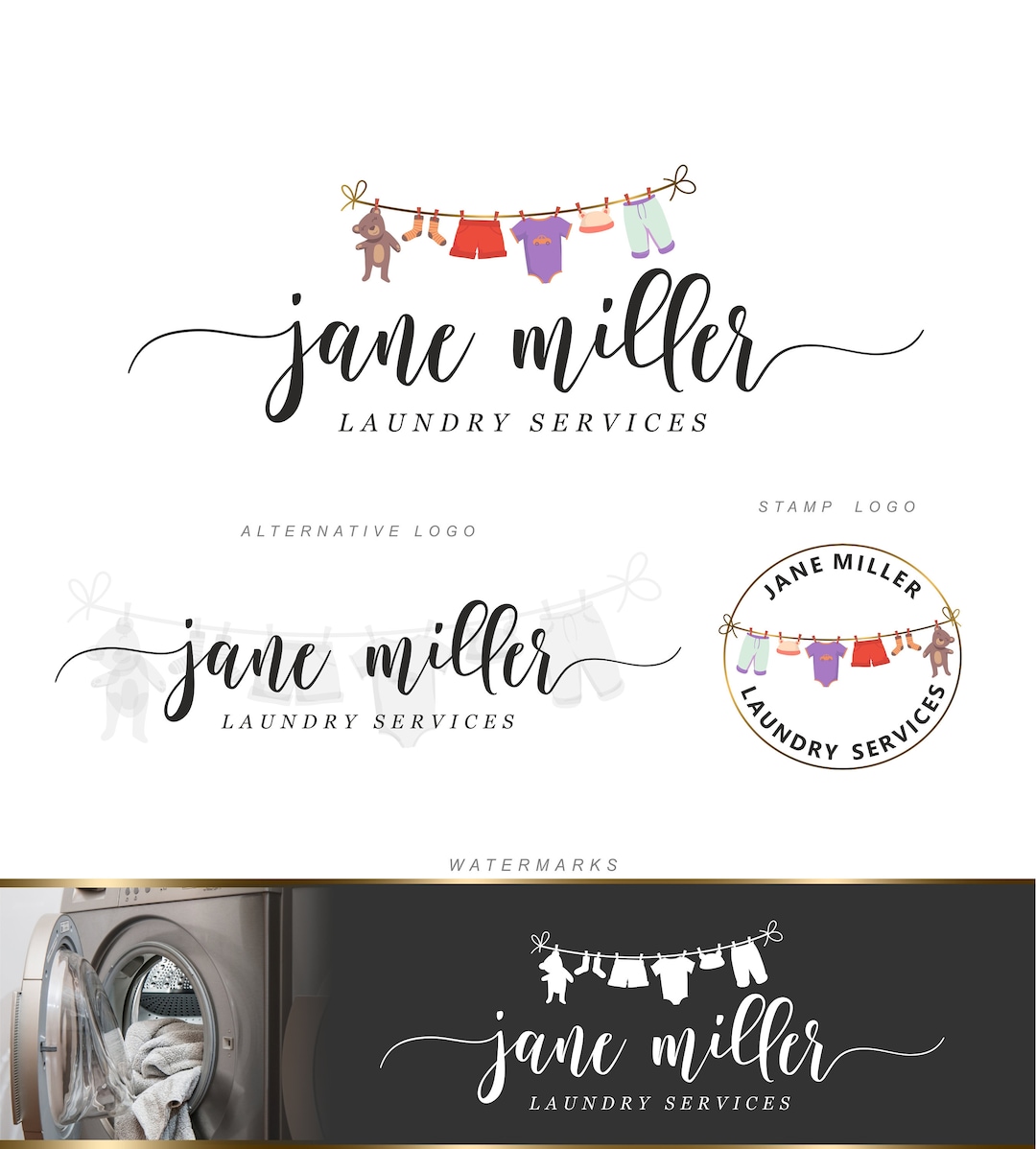 Laundry Logo Design, Cleaning Clothes Logo, Premade Logo Laundry Shop ...