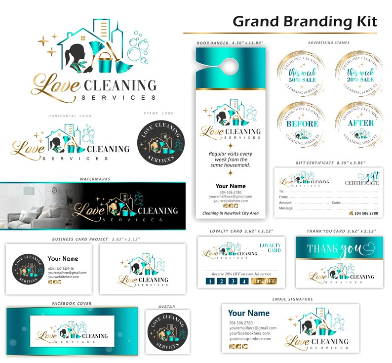 Premade Cleaning Service Logo Design, Branding Kit 571 - Etsy