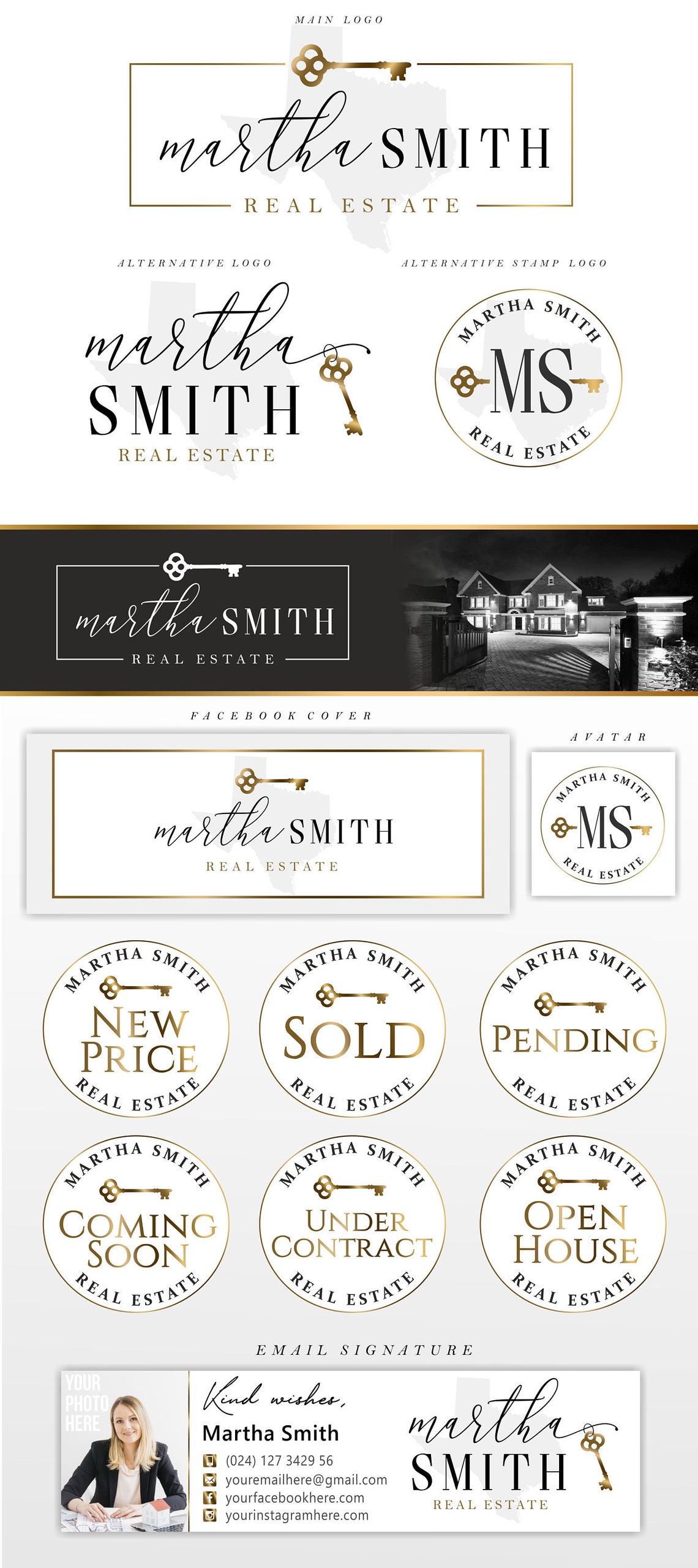 Realtor Logo Key Logo Design Real Estate Branding Kit - Etsy