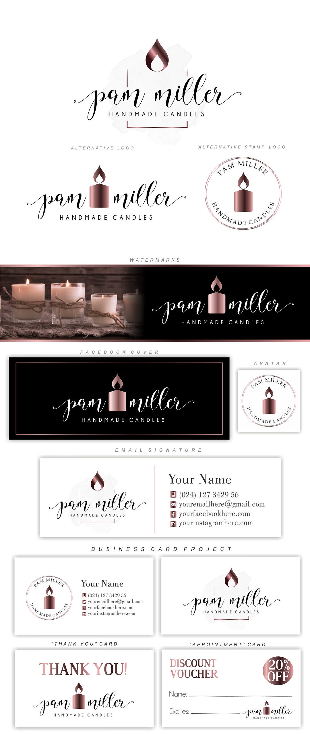 Candle Logo Design, Candles Business Logo Set, Aroma Therapy Boutique ...