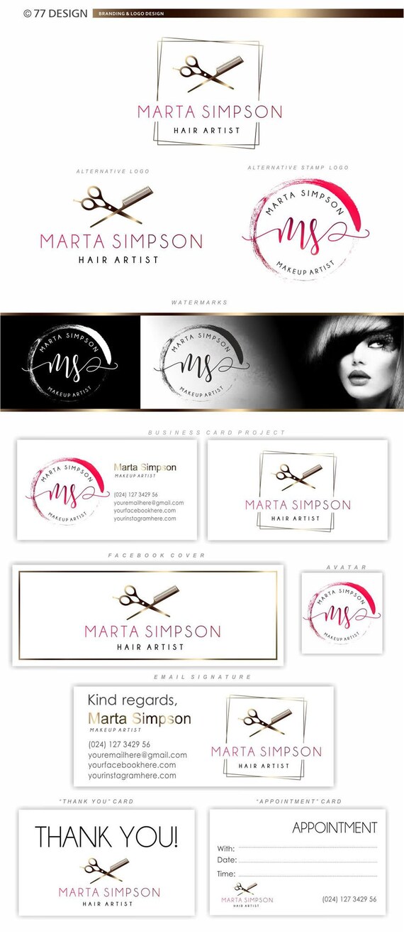 Hair Extensions Logo Business Logo Scissors Comb design | Etsy
